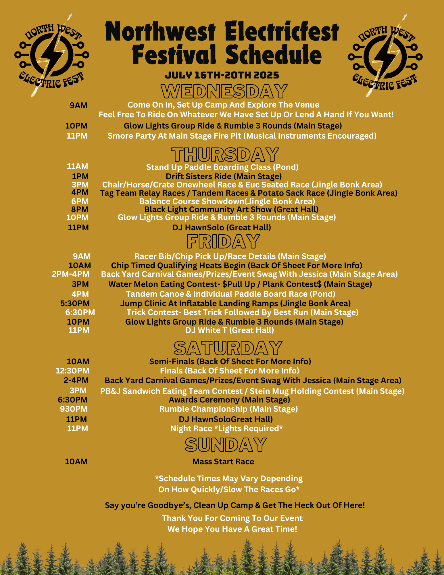 NWEF Event Schedule – Northwest Electric Fest